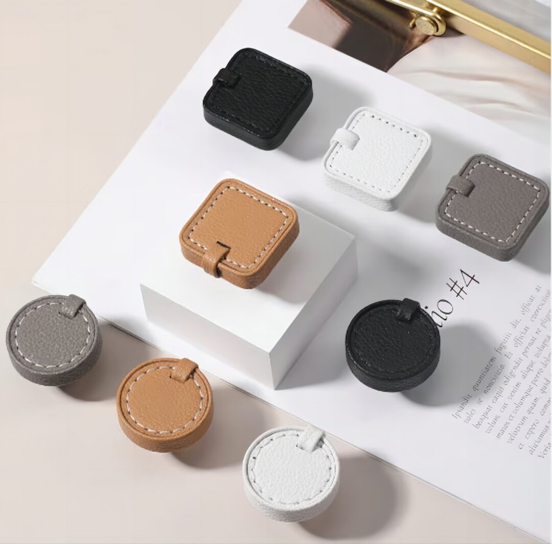 Modern Leather Knobs and Pulls Black Gray Khaki White Leather Knobs ...
