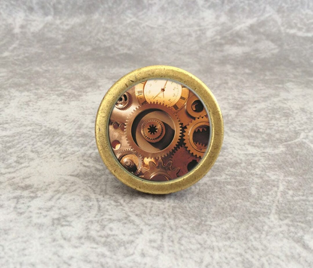 Steampunk - Dresser Knobs Drawer Knobs Pulls Handles Glass Clear Antique Brass Chrome Silver ...