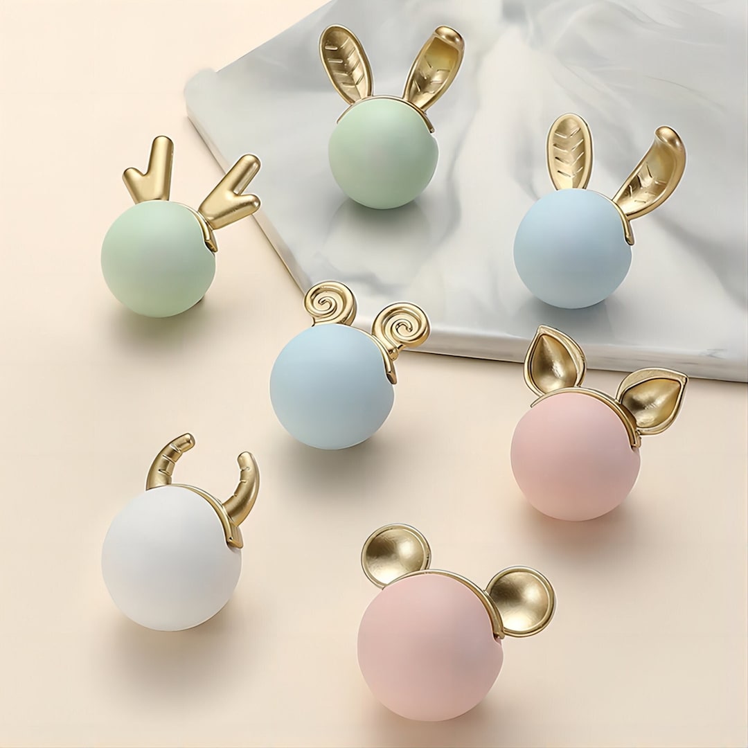 Cute Ceramic Drawer Knobs Cow Sheep Pig Mouse Rabbit Dragon Knobs Pink ...