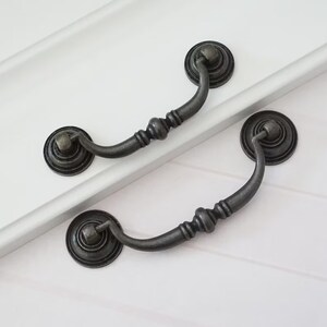 Antique Bronze Silver Black Cabinet Handles Pulls Dresser Drawer Knob Pull Drop Bail Pulls ...