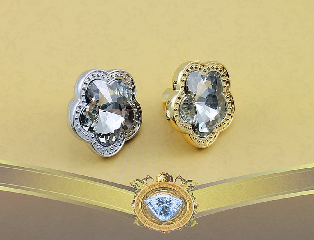 Sparkly Glass Knobs / Crystal Knob Flower / Dresser Knobs / Drawer ...