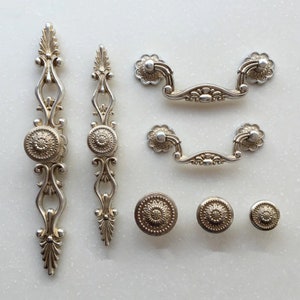 French Shabby Chic Dresser Handles Antique Silver Drawer Knobs Pulls Kitchen Cabinet Pull Handle ...