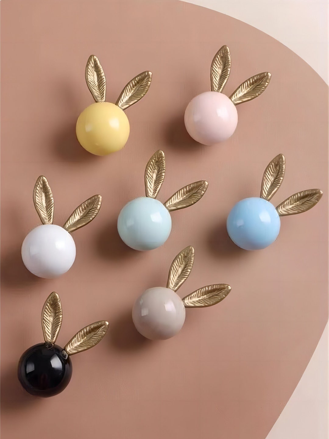 Colorful Rabbit Knobs Cute Ceramic Knobs White Yellow Black Blue Pink ...