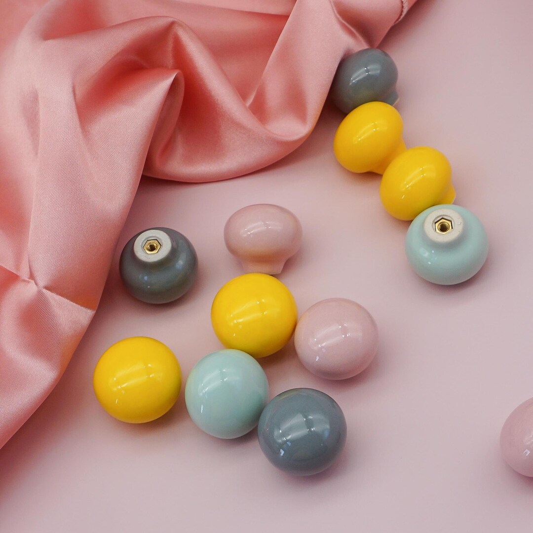 Colorfulcute Ceramic Knobs for Cabinets Candy Ball Drawer Knobs Unique Home Decor Kid Door Knobs ...