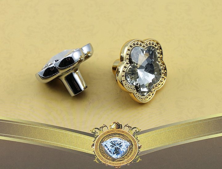 Sparkly Glass Knobs / Crystal Knob Flower / Dresser Knobs / - Etsy