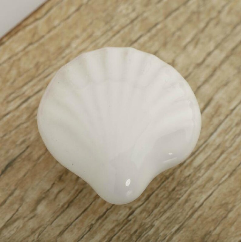 Large Drawer Knobs Shell Dresser Knob White Ceramic / Nautical - Etsy