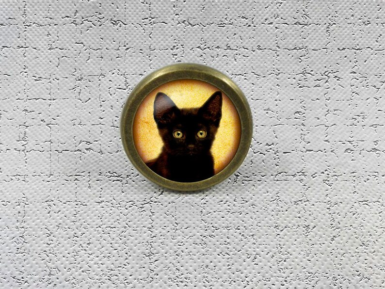 Black Cat Dresser Drawer Pulls Knobs Handles Ring Antique - Etsy