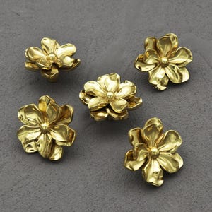 Solid Brass Flower Knobs Unique Drawer Knob Gold Cabinet Knob Drawer Pull Art Deco Dresser Knob ...