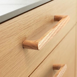 Natural Wood Pulls Handles Oak Walnut Dresser Handle Simple Kitchen ...
