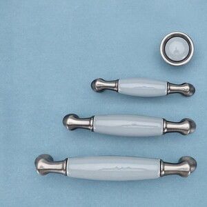 Blue Ceramic Drawer Handles Unique Door Knobs Gray Drawer Pulls Dresser Pulls Gift Cabinet Knobs ...