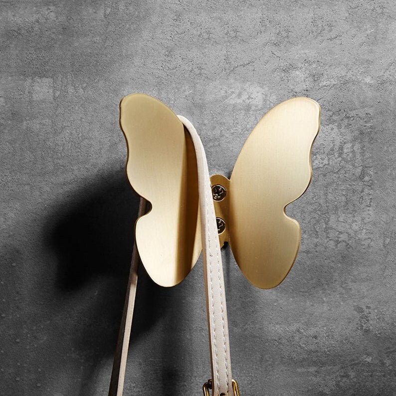 Brass Butterfly Hook Gold Wall Hooks Animal Coat Hooks | Etsy