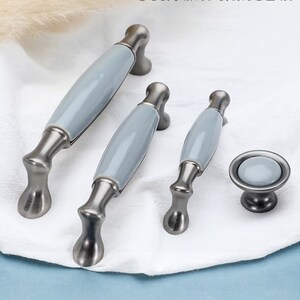 Blue Ceramic Drawer Handles Unique Door Knobs Gray Drawer Pulls Dresser Pulls Gift Cabinet Knobs ...
