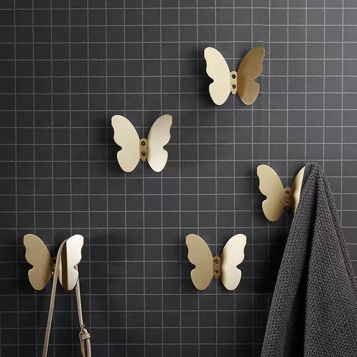 Brass Butterfly Hook Gold Wall Hooks Animal Coat Hooks | Etsy