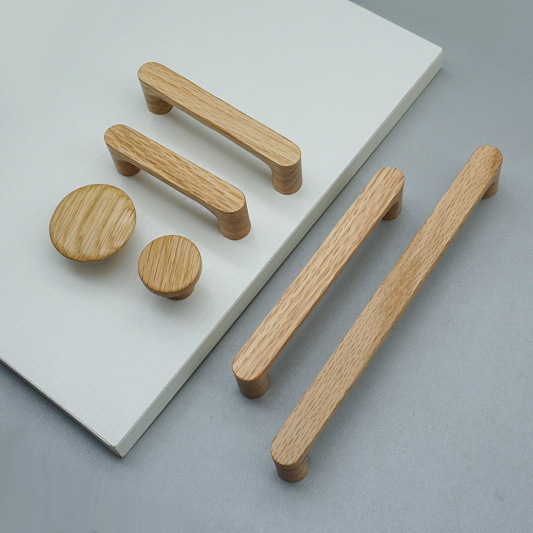 Minimalism Wooden Drawer Pull Dresser Pulls Handles Natural Oak Wood ...