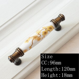 33.785ceramic Cabinet Pulls Blossom Dresser Knob Antique Brass Drawer Handles Yellow White ...