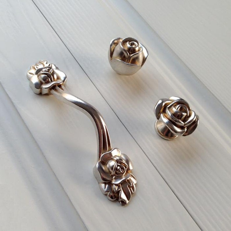 Dresser Knobs Drawer Knob Pulls Pull Handles Rose Flower - Etsy