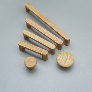 Natural Oak Wood Pulls Handles Round Kitchen Knobs Dresser Handle Minimalism Pulls Wooden Drawer ...