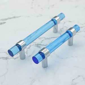 3"4"5"10"customized Blue Silver Acrylic Drawer Pulls Handles Dresser ...