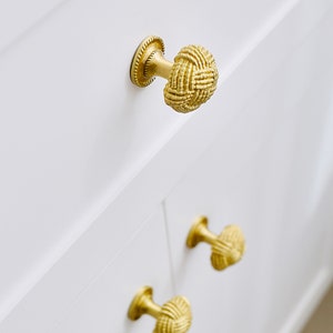 Unique Button Knobs Brass Gold Drawer Knobs Decorative Dresser Knobs Pulls Modern Kitchen ...