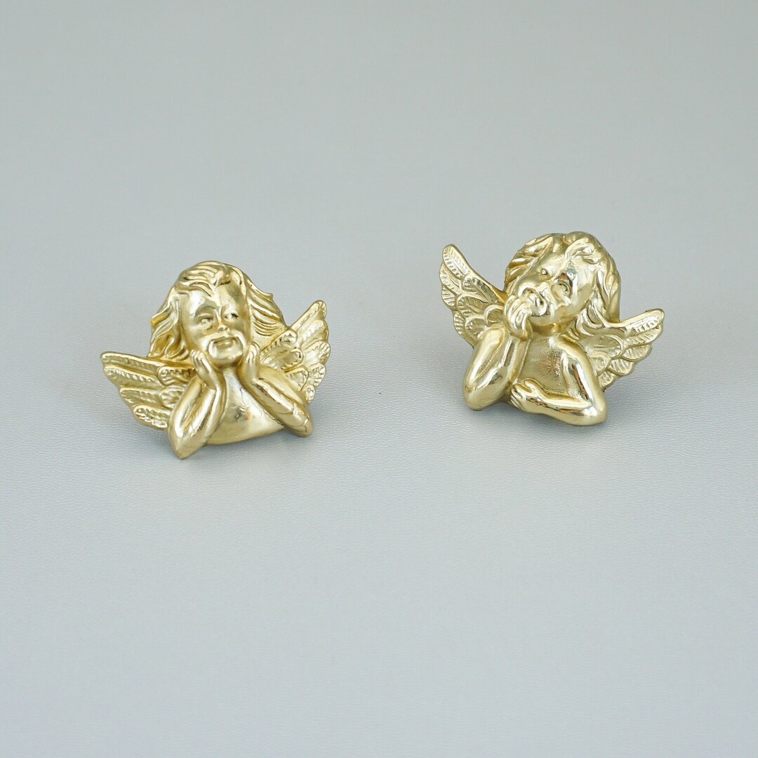 Shiny Gold Solid Brass Angel Knobs Drawer Knobs Brass Knobs Brass ...