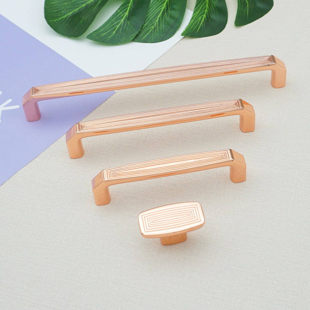 Rose Gold Kitchen Handles Knobs Striped Dresser Pulls Rose Gold Drawer ...