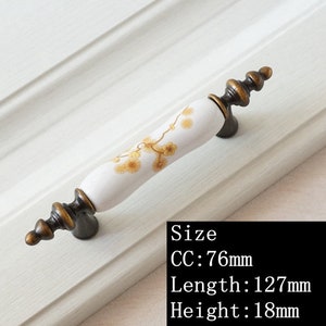 33.785ceramic Cabinet Pulls Blossom Dresser Knob Antique Brass Drawer Handles Yellow White ...
