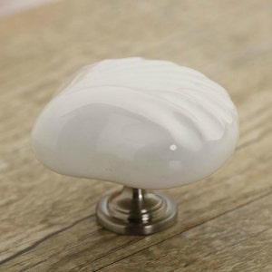 Large Drawer Knobs Shell Dresser Knob White Ceramic / Nautical Kitchen Furniture Cabinet Dresser ...