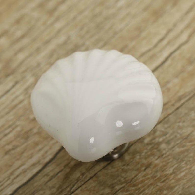 Large Drawer Knobs Shell Dresser Knob White Ceramic / Nautical - Etsy