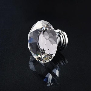 Large Crystal Knob / Glass Knobs Drawer Pulls / Dresser Knobs / Kitchen Cabinet Knob Pull ...