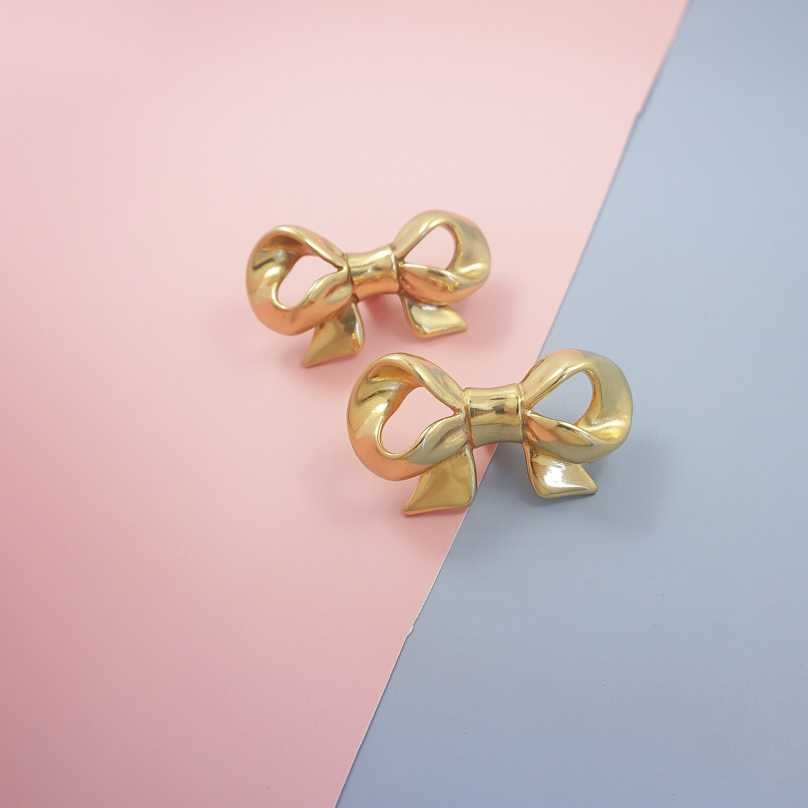 Modern Brass Bow Knobs Pulls Dresser Knob Pull Handles Gold - Etsy