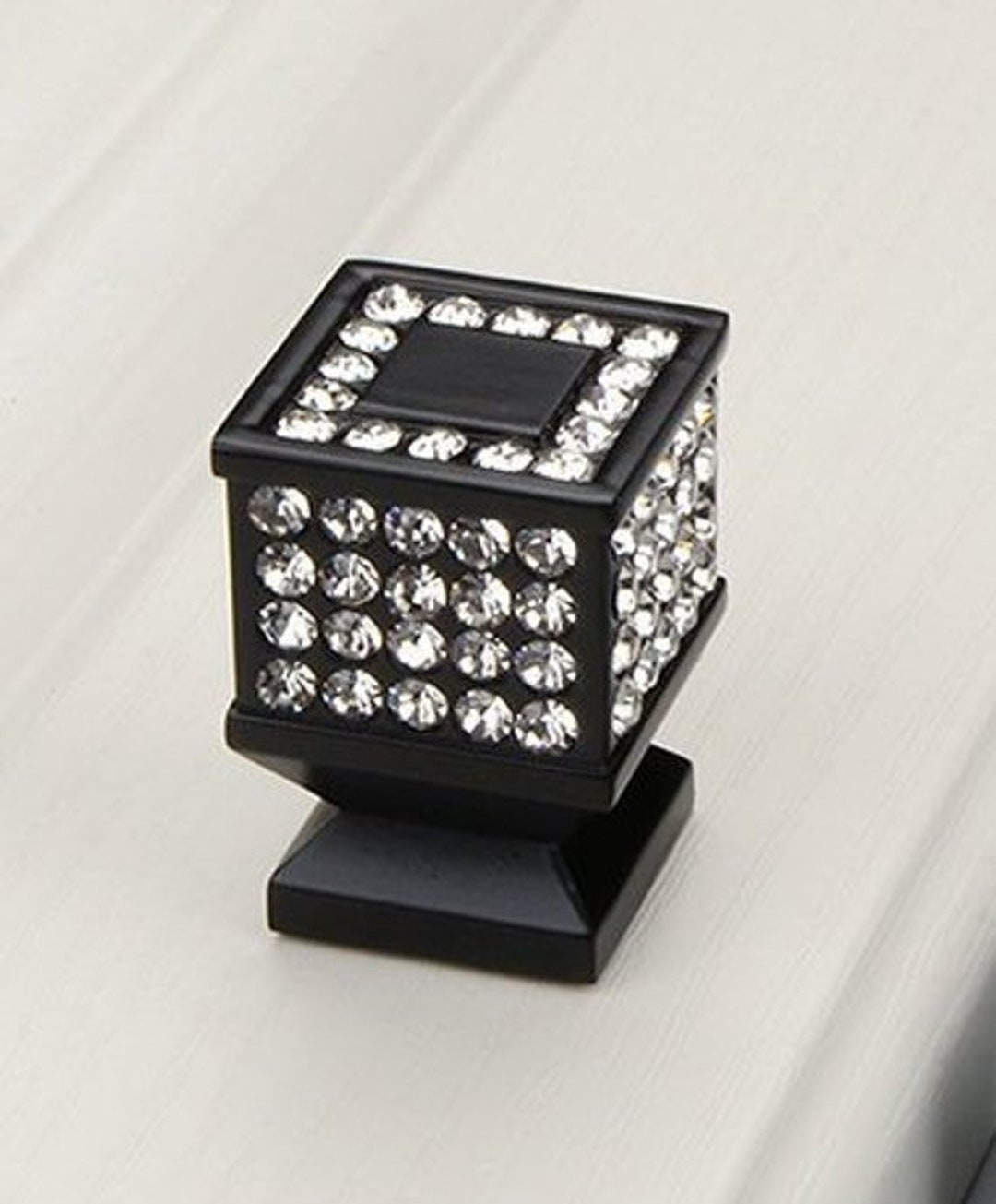 Small Black Drawer Knobs Clear Glass Crystal Knob Kitchen Pulls Cabinet Knob Crystal Cupboard ...