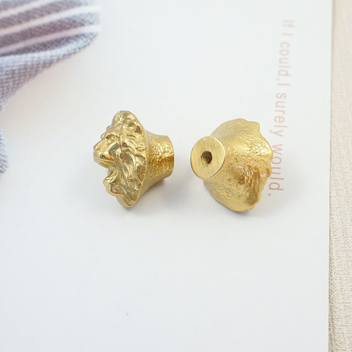 Small Lion Knobs Pulls Brass Gold Knobs Kitchen Pulls Knobs | Etsy