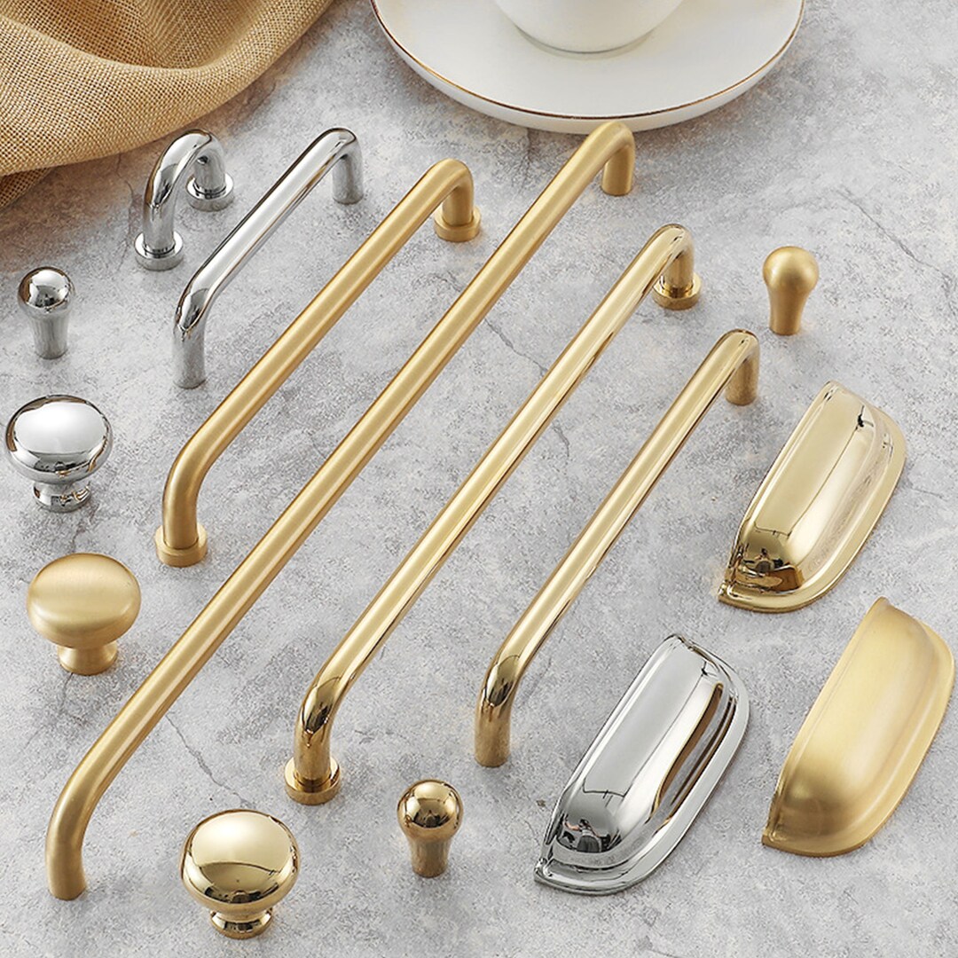 Gorgeous Chrome Drawer Pulls Polished Gold Kitchen Knobs Cup Handles ...