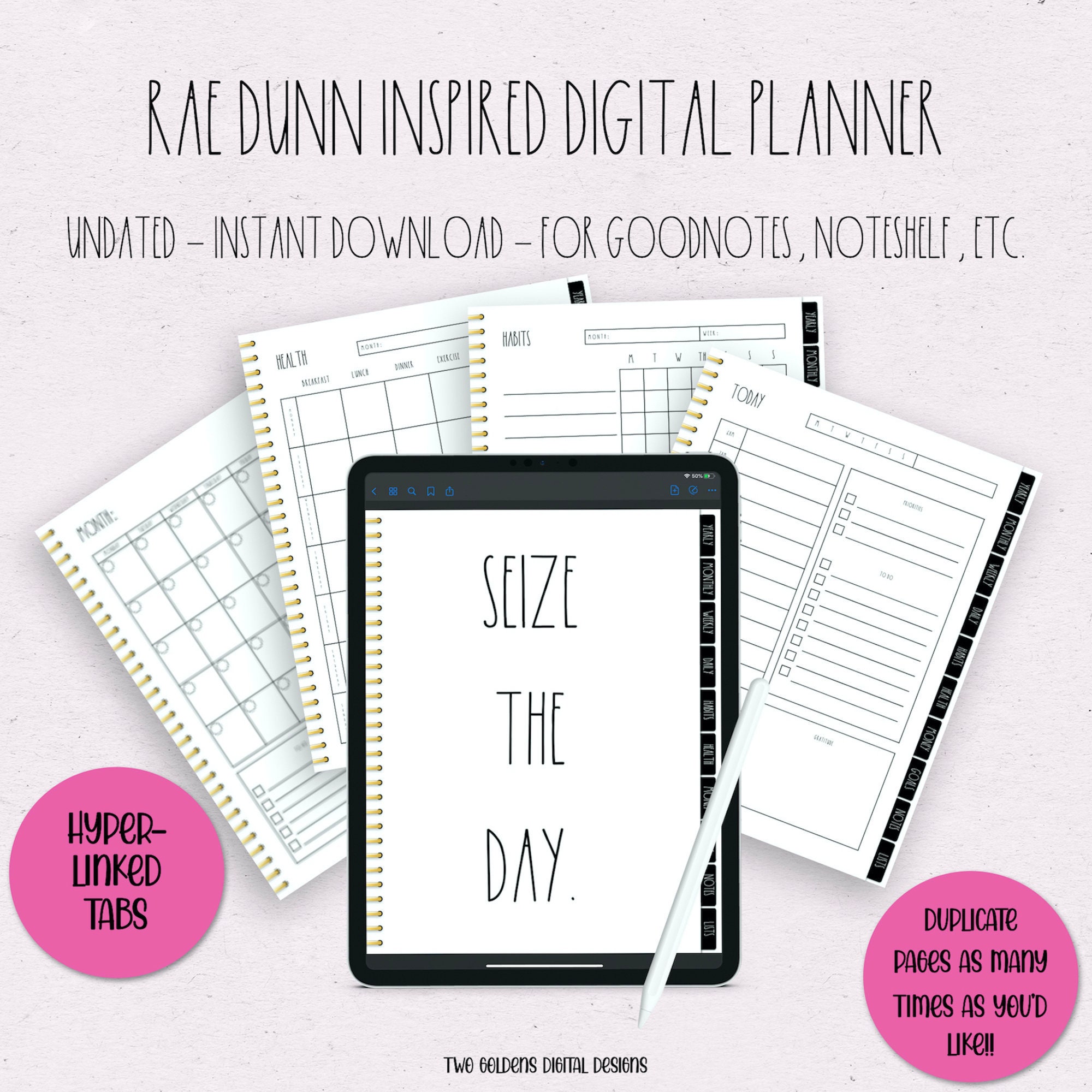 Rae Dunn Inspired, Digital Planner, iPad Planner, Goodnotes Planner ...