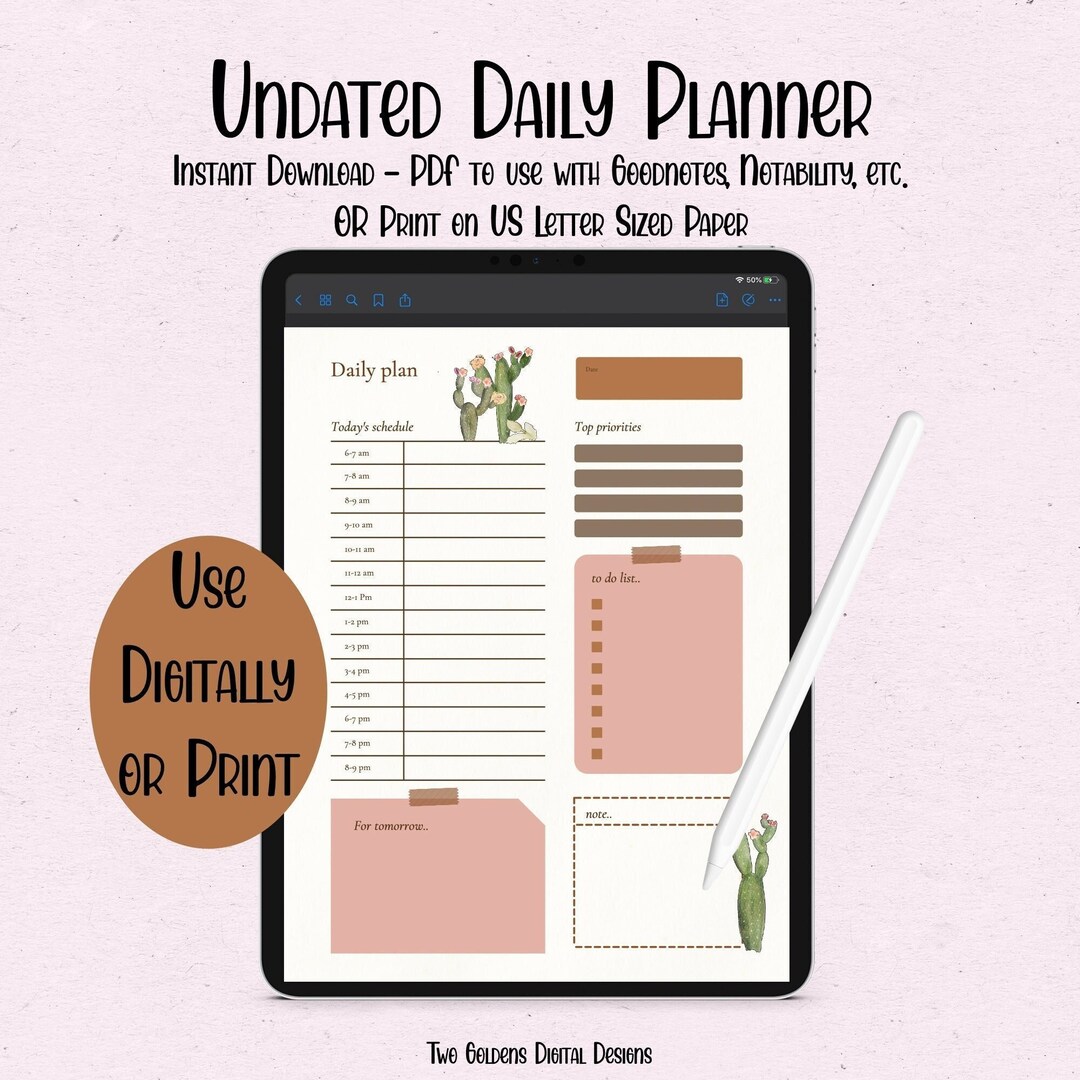 Daily Digital Planner, Daily Printable Planner, Goodnotes Planner ...