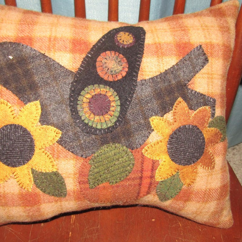 Wool Applique Pillow - Etsy