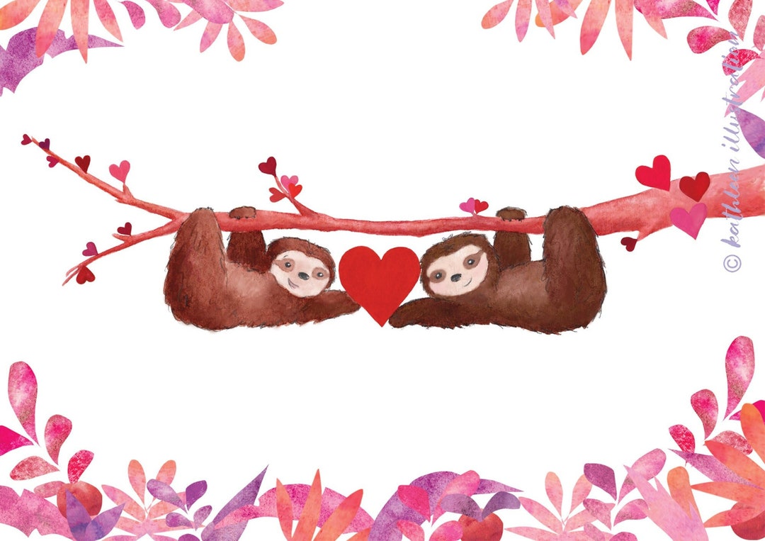 Sloth Valentines, Anniversary Card (blank Inside) - Etsy UK