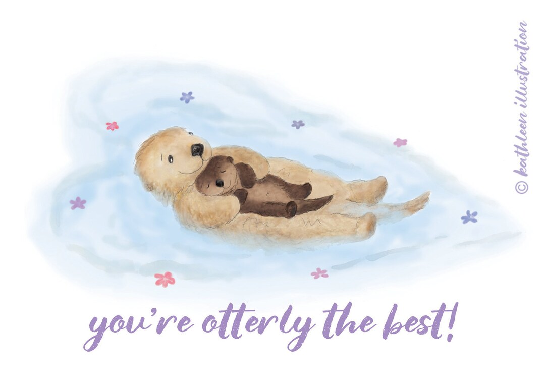 Otterly the Best Greeting Card, Otter Mother's Day Card, Thank You Card ...