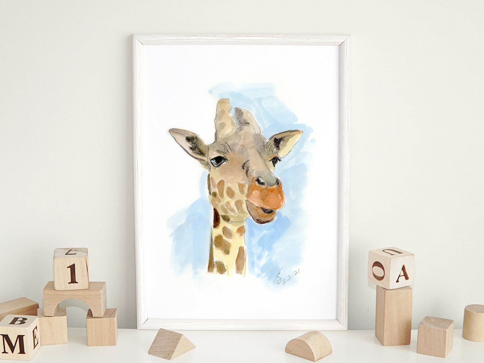 Giraffe Poster Animal Art Kids Room Decor Watercolor - Etsy