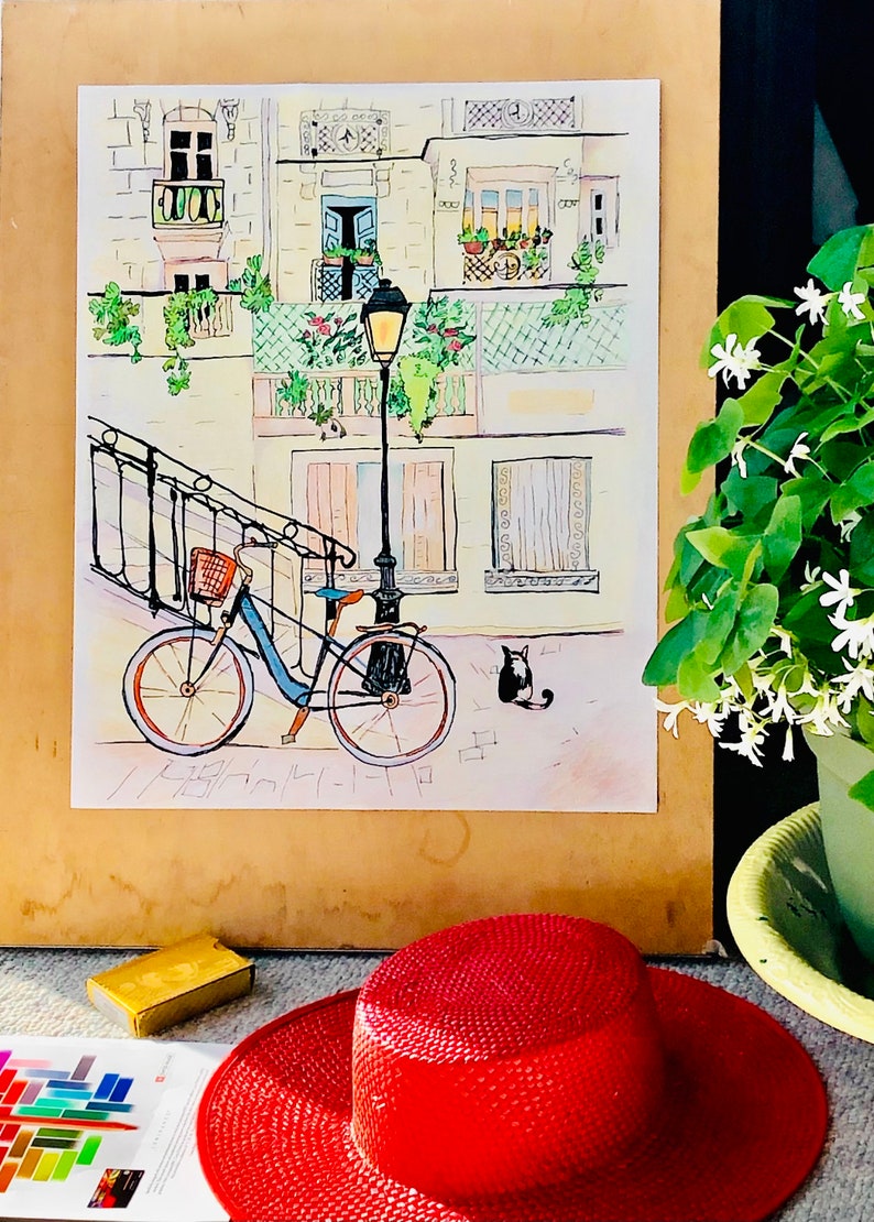 Coloring Poster Paris Street, Giant Coloring Page, DIY Art, Adult ...