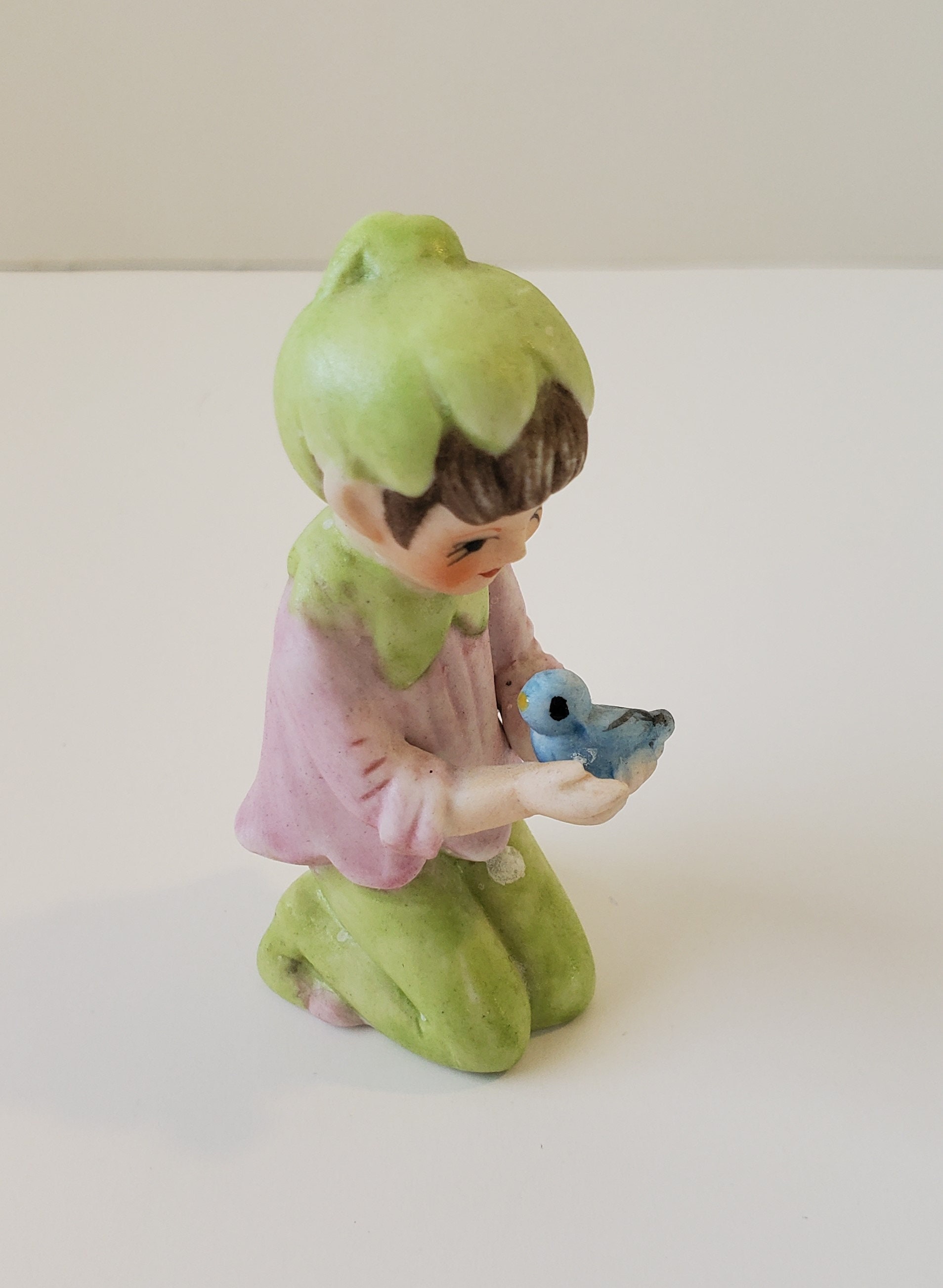 Josef Originals 700 Series Figurine, Pixie/elf/fairy and Bluebird - Etsy