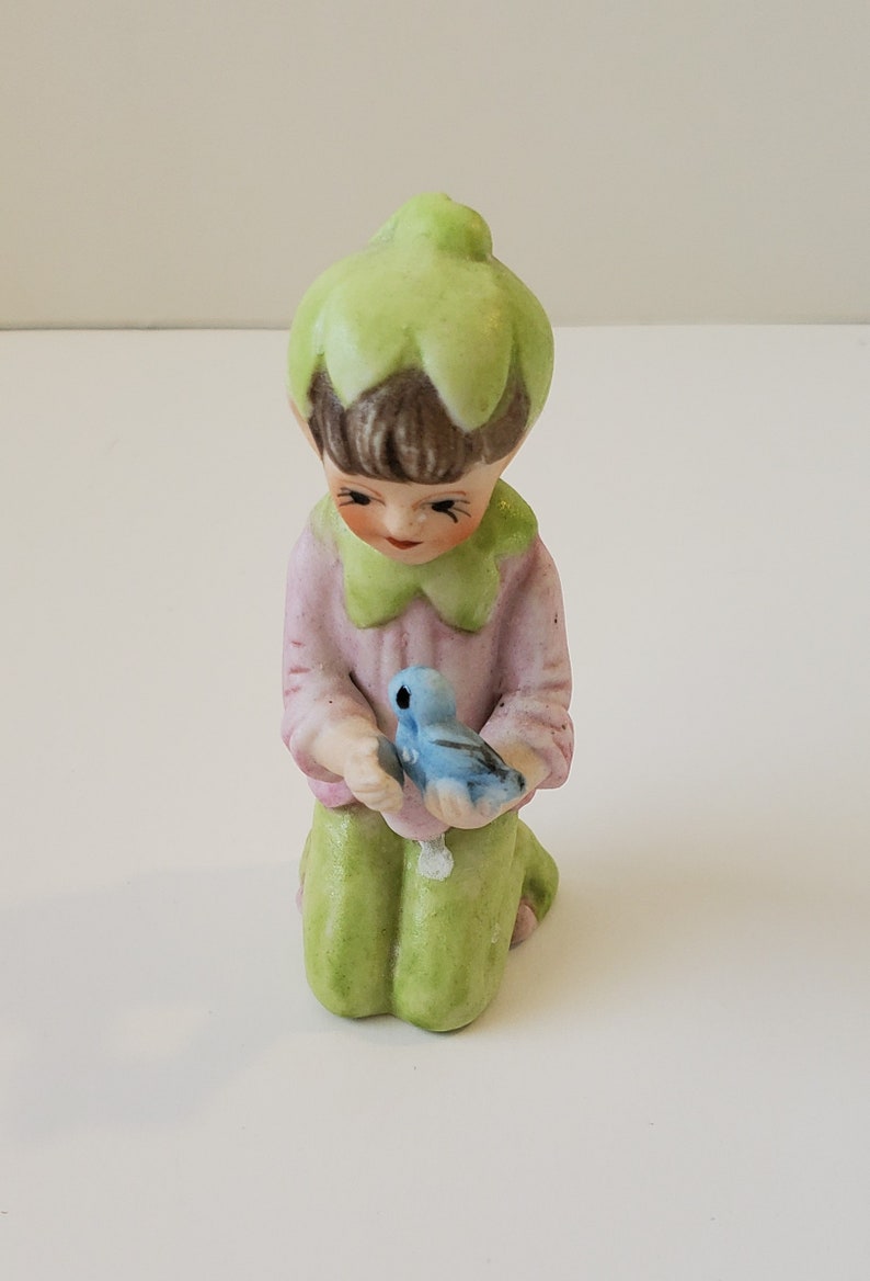 Josef Originals 700 Series Figurine, Pixie/elf/fairy and Bluebird - Etsy