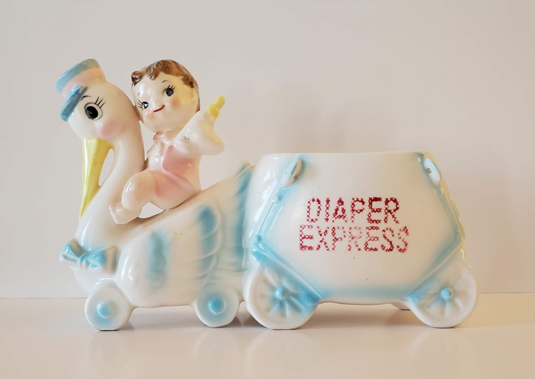 Vintage Samson Japan Stork "diaper Express" Baby Planter - Etsy