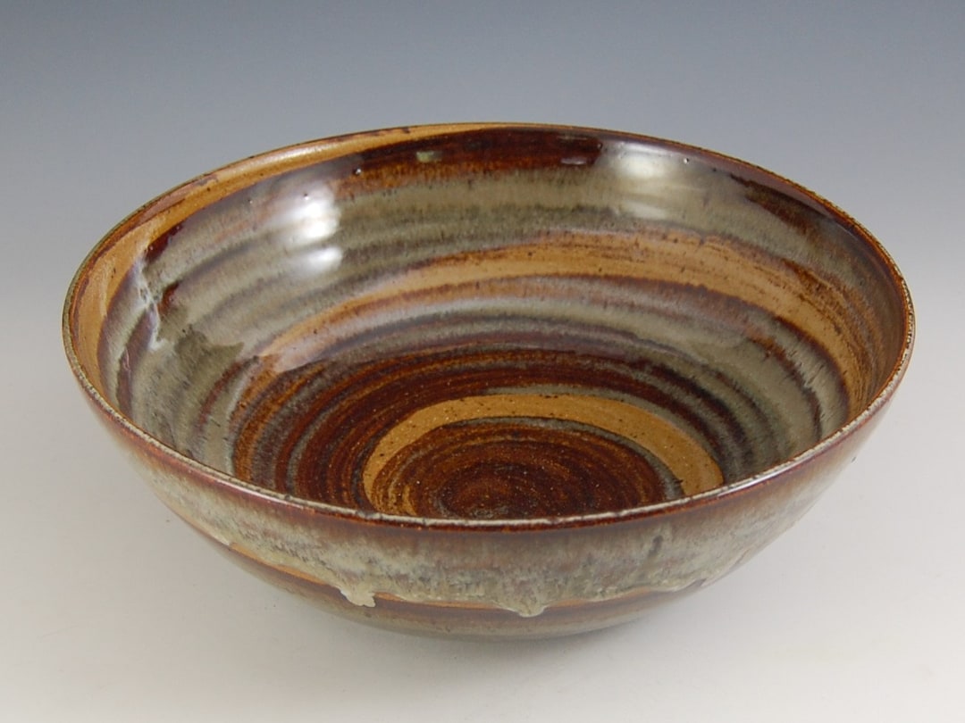 Table / Accent / Fruit / Salad Bowl, Country Rustic Handmade Stoneware ...