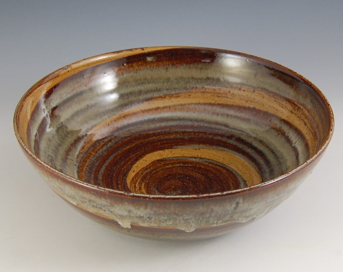 Table / Accent / Fruit / Salad Bowl, Country Rustic Handmade Stoneware ...