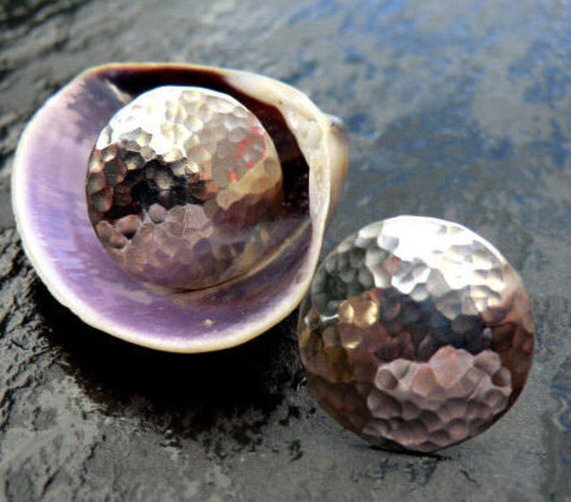 Hammered Silver Studs Hammered Studs Silver Studs Silver Earrings Disc Studs Beaten Silver ...