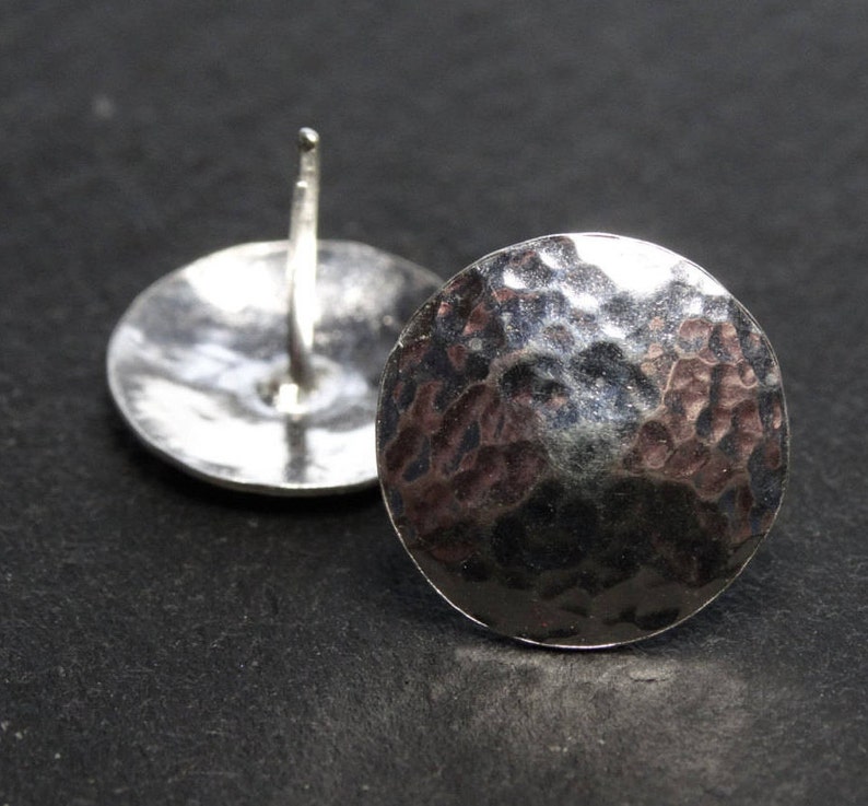 Hammered Silver Studs Hammered Studs Silver Studs Silver Earrings Disc ...