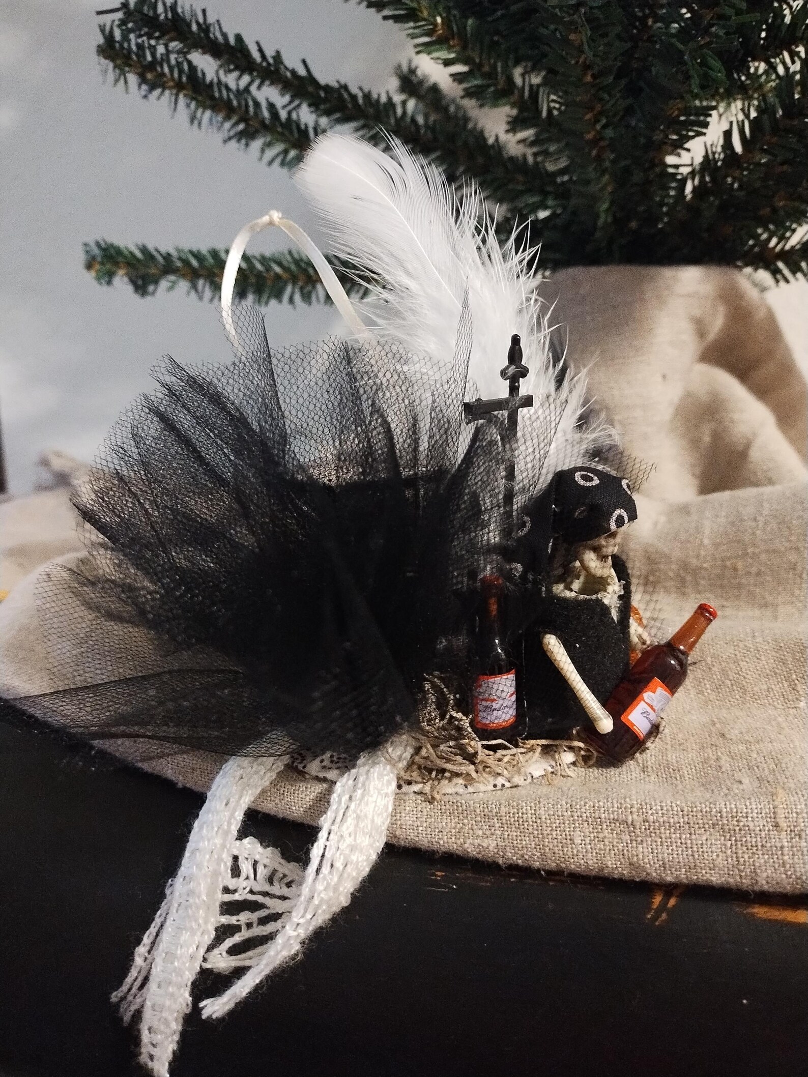 OOAK Gothic Skeleton Mad Hatter Hat Ornament - Etsy