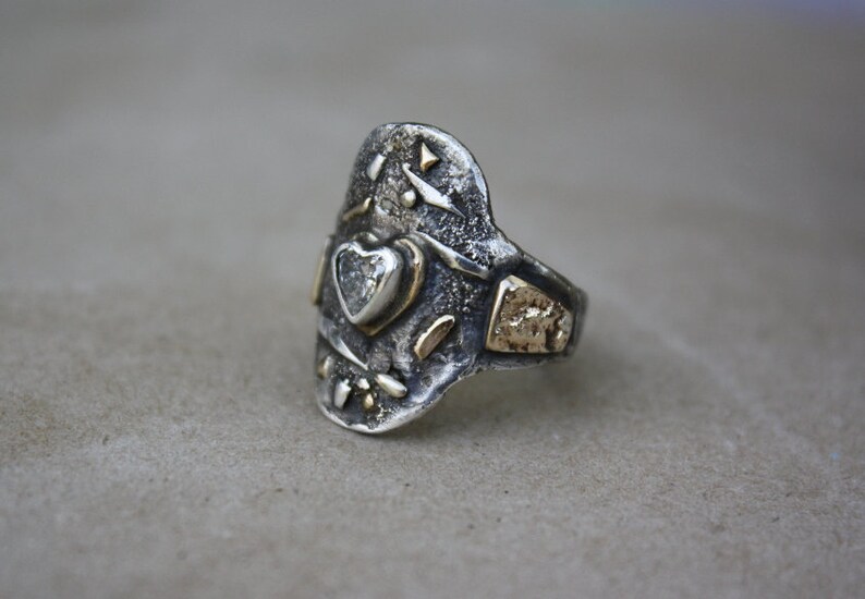 Size 7.5 Diamond Gold and Sterling Silver Ring - Etsy