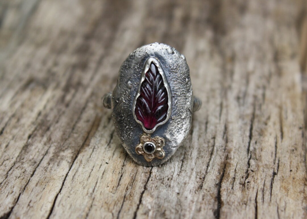 Size 7.25 Tourmaline, Diamond, Gold and Sterling Silver Ring - Etsy